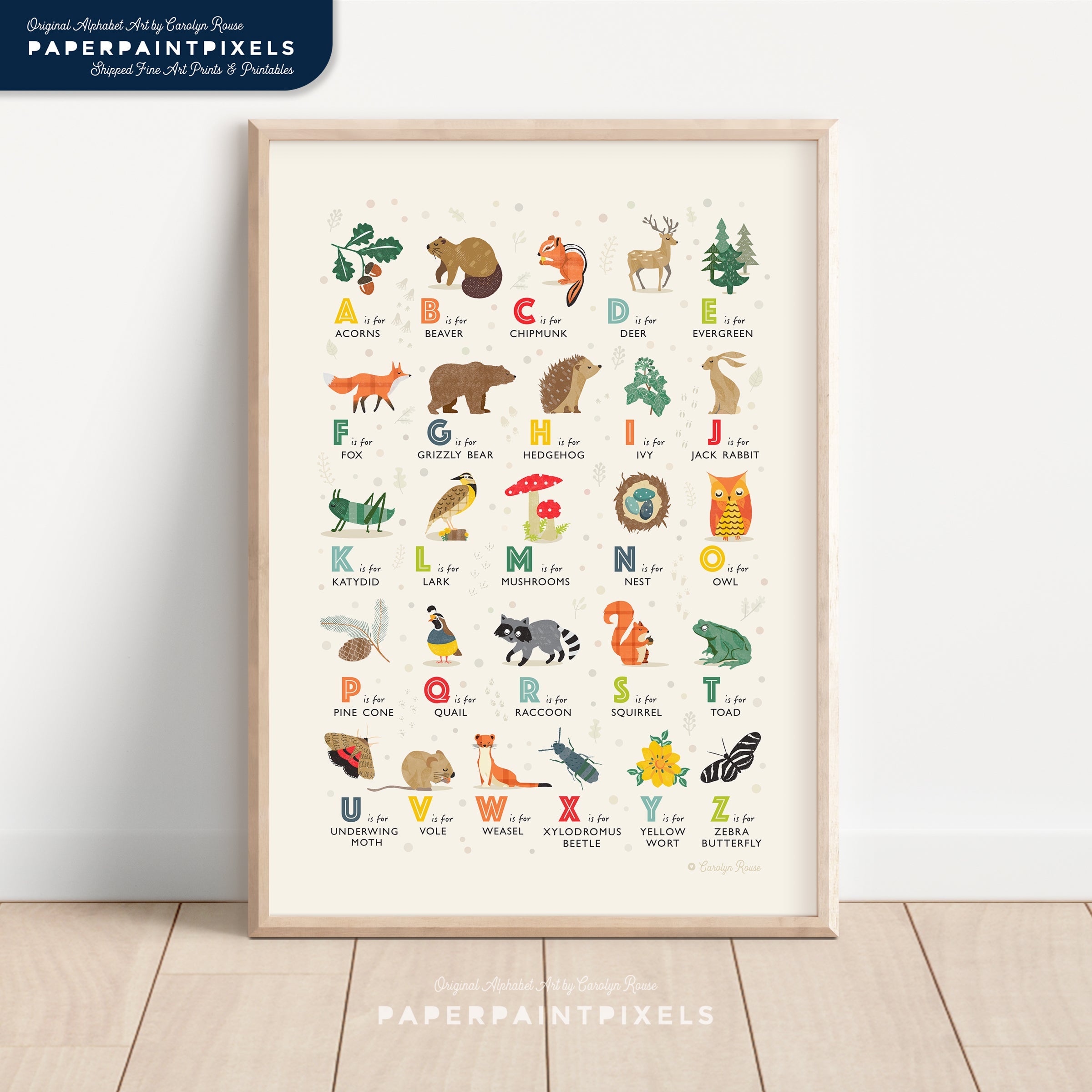 Printable Woodland Alphabet | Forest Animal ABC Download | PaperPaintPixels